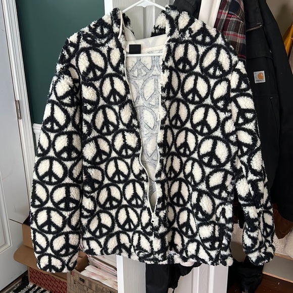PacSun | Jackets & Coats | Pacsun Fuzzy Peace Sign Jacket Size Medium ...